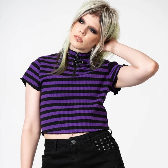 Killstar | Tops | Killstar Malkin Stripped Crop Top | Poshmark